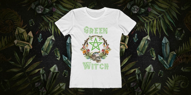 Women's Fitted Green Witch Pagan Style Nature Tee / T-shirt T Shirt ...