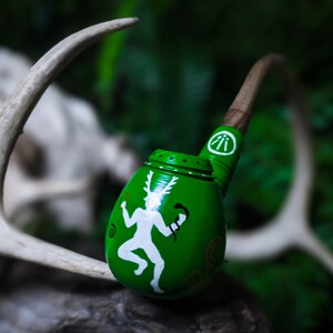 Cernunnos Painted Pipe for Smoking / Tobacco Pagan Pipe / Druid Shaman ...