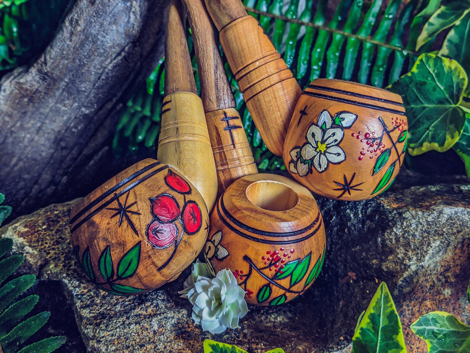 Rowan Ogham Wooden Pipe for Smoking / Tobacco Sherlock Pipe / | Etsy