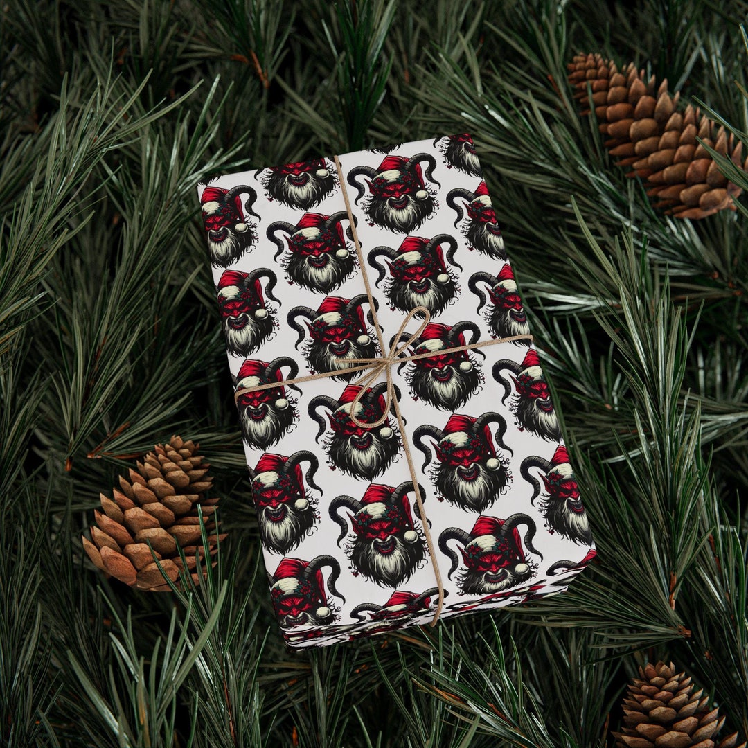 Krampus Xmas Themed Gift Wrap - Cool / Creepy / Christmas, One of a ...