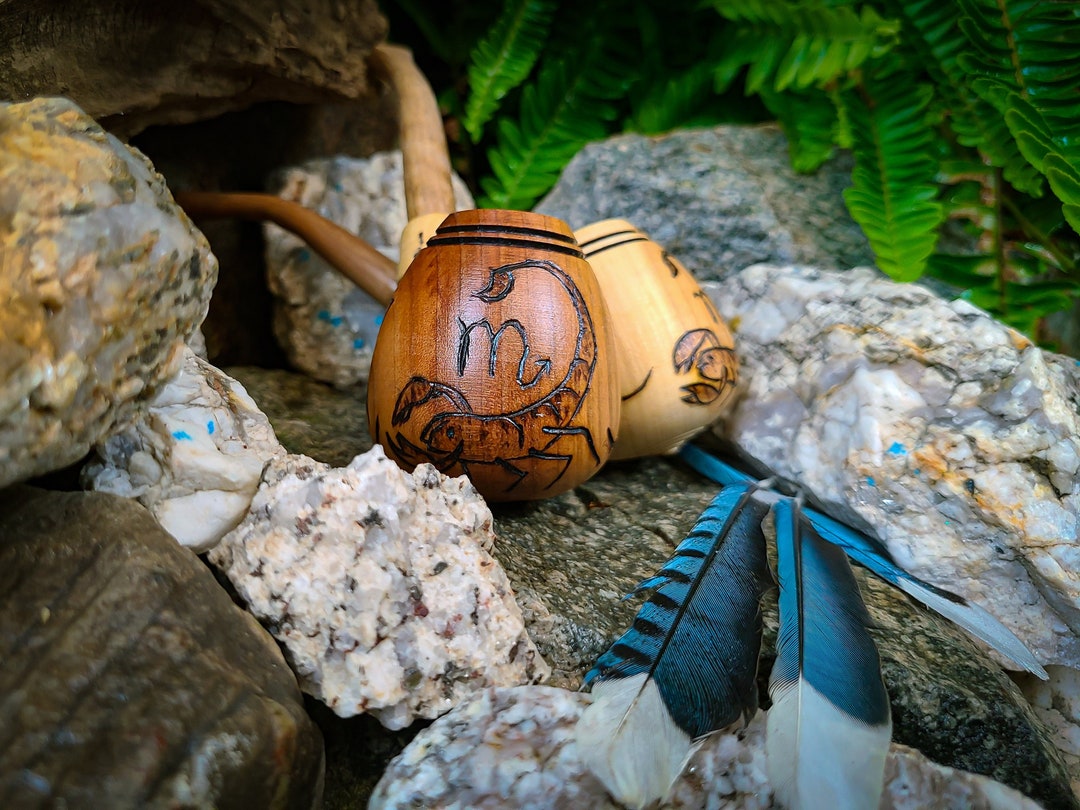 Scorpio Zodiac Astrology Wood Burned Tobacco Pipe for Smoking ...