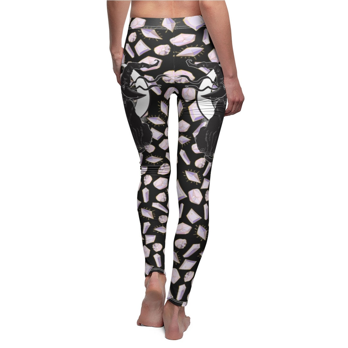Witchy Cat & Crystal Yoga Pants / Wiccan Pagan Witchcraft Leggings ...
