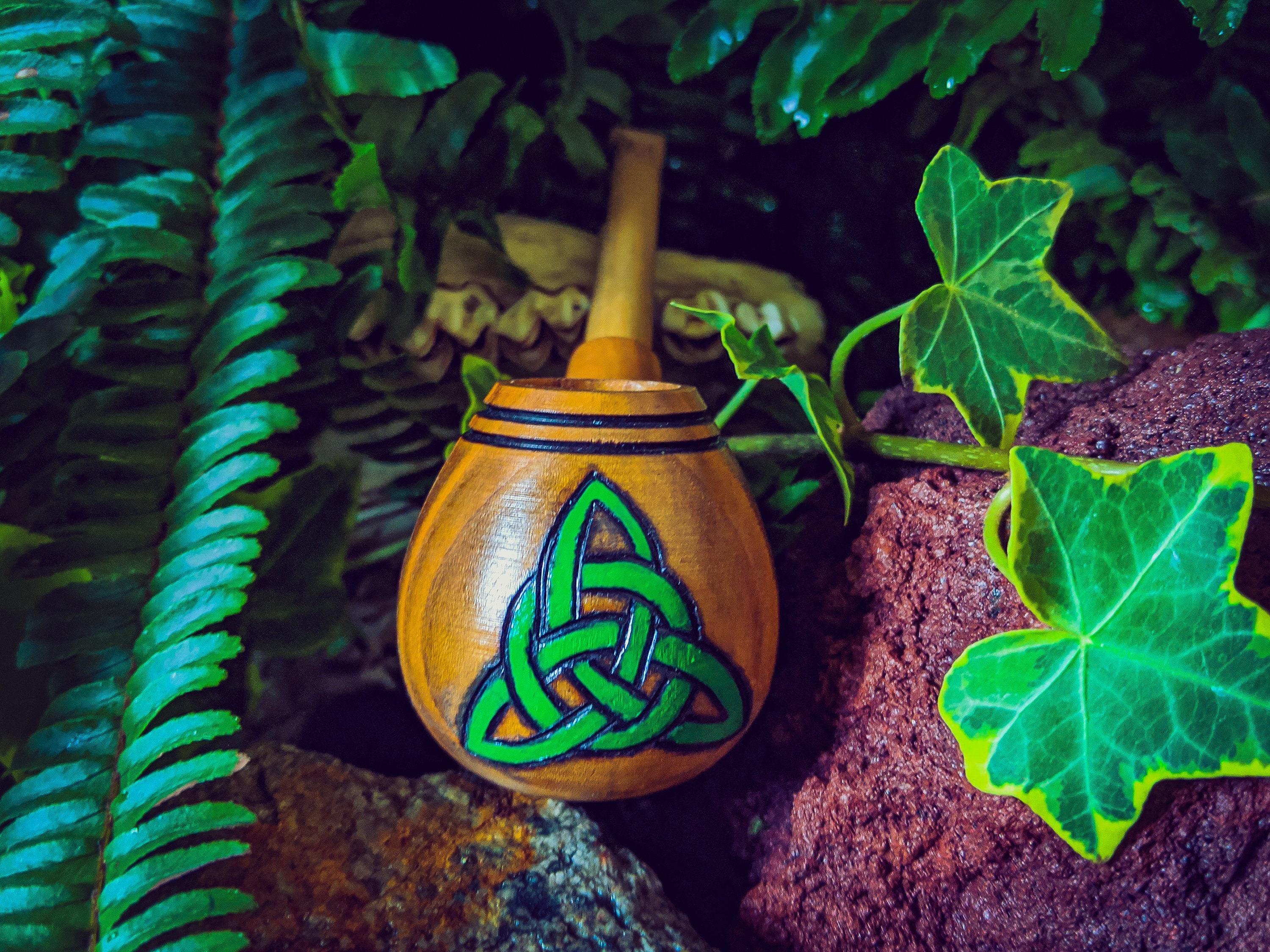 Green Celtic Knot Triquetra / Sherlock Pipe / Handmade Tobacco Pipe for ...