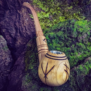 Odin the Wanderer Ansuz Rune Wood Pipe / Wooden Viking Thor Frigga ...