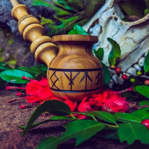 Freya Rune Tobacco Pipe / Handmade Wooden / Heathen Asatru Goddess ...