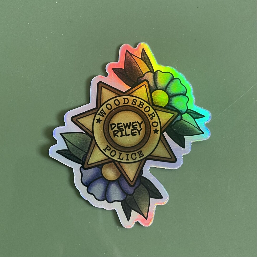Dewey Riley Badge Holographic Sticker - Etsy