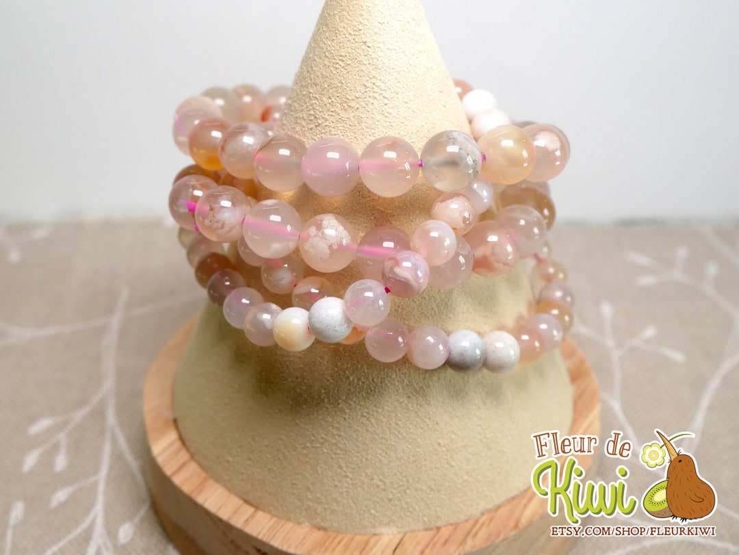 Natural Cherry Blossom Agate Bracelets, Gemstone, Sakura Agate, Hanami ...