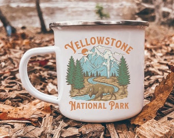 Yellowstone National Park Mug Camping Gift Rustic Enamel - Etsy