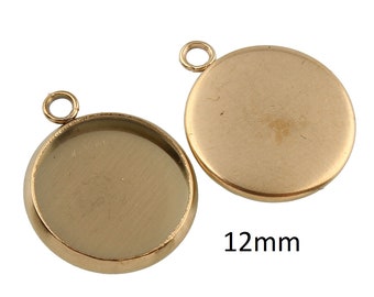 Gold bezel pendant | Etsy