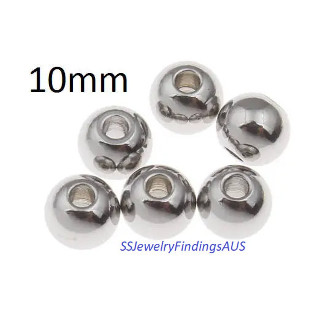 10 Pieces 10mm Stainless Steel Beads Hypoallergenic Tarnish Resistant ...