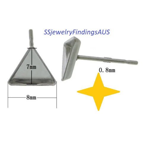 10 Pairs Stainless Steel Triangle Stud Post Tray Hypoallergenic Tarnish ...