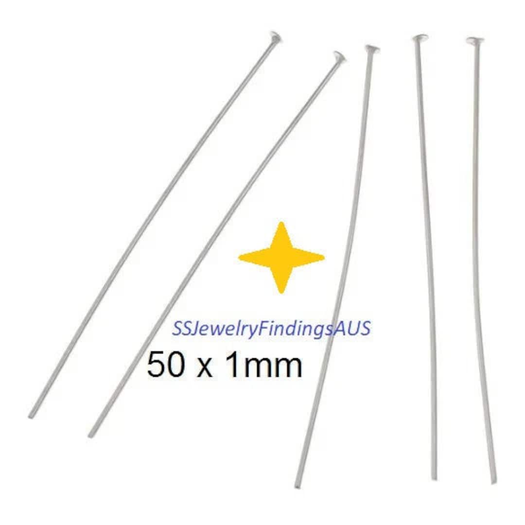 100+ Pieces 50mm Stainless Steel Head Pins 18 Gauge 1mm Hypoallergenic ...