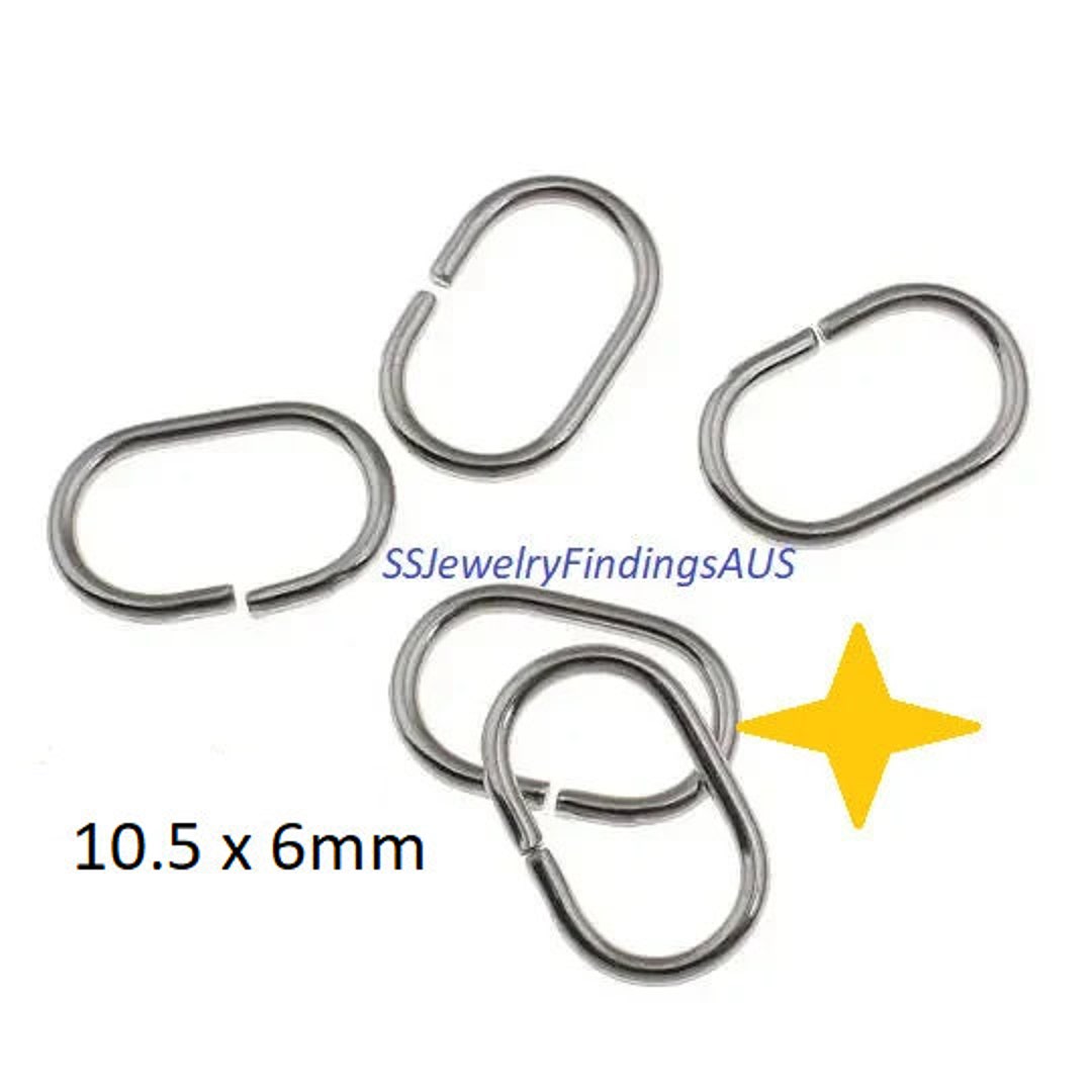 75 Pieces 10x6mm Stainless Steel Oval Jump Rings Hypoallergenic Tarnish ...