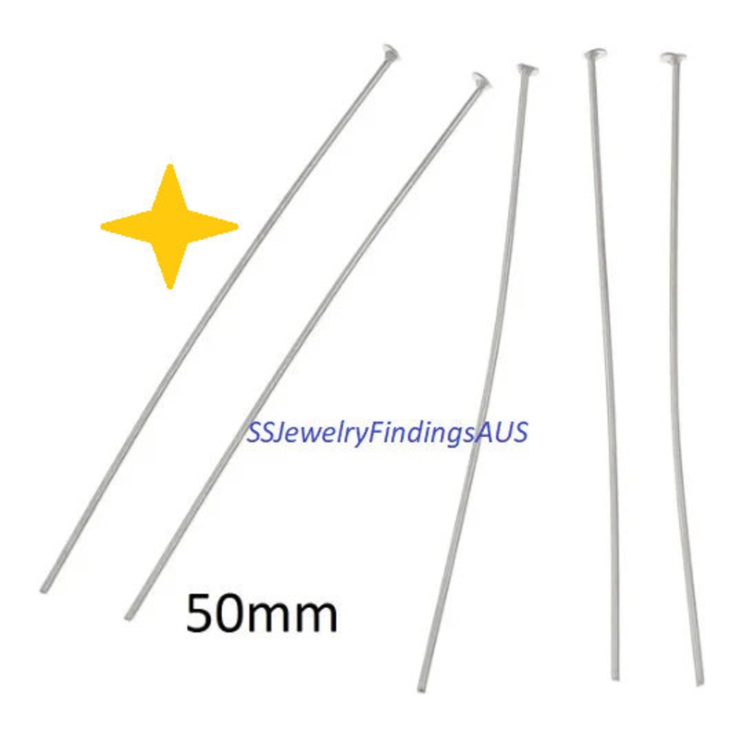 100+ Pieces 50mm Stainless Steel Head Pins 21 Gauge 0.7mm ...