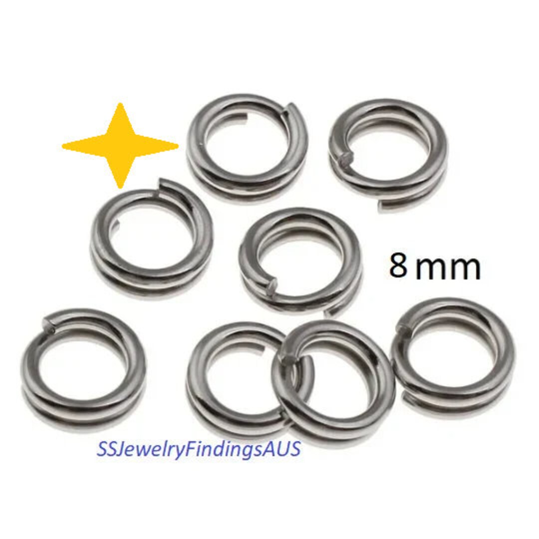 100 X 8mm Stainless Steel Split Rings Hypoallergenic Tarnish Resistant ...