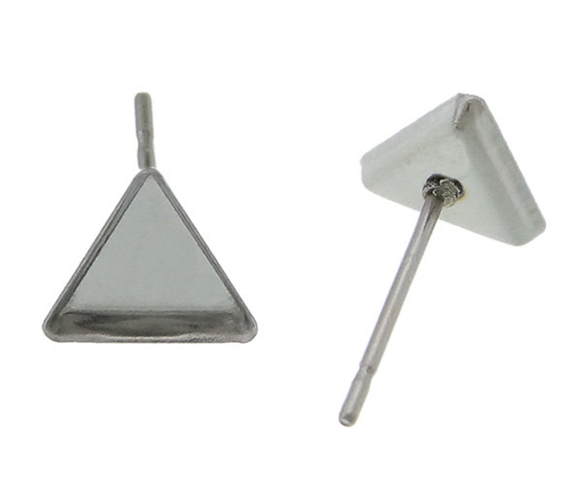 10 Pairs Stainless Steel Triangle Stud Post Tray Hypoallergenic Tarnish ...
