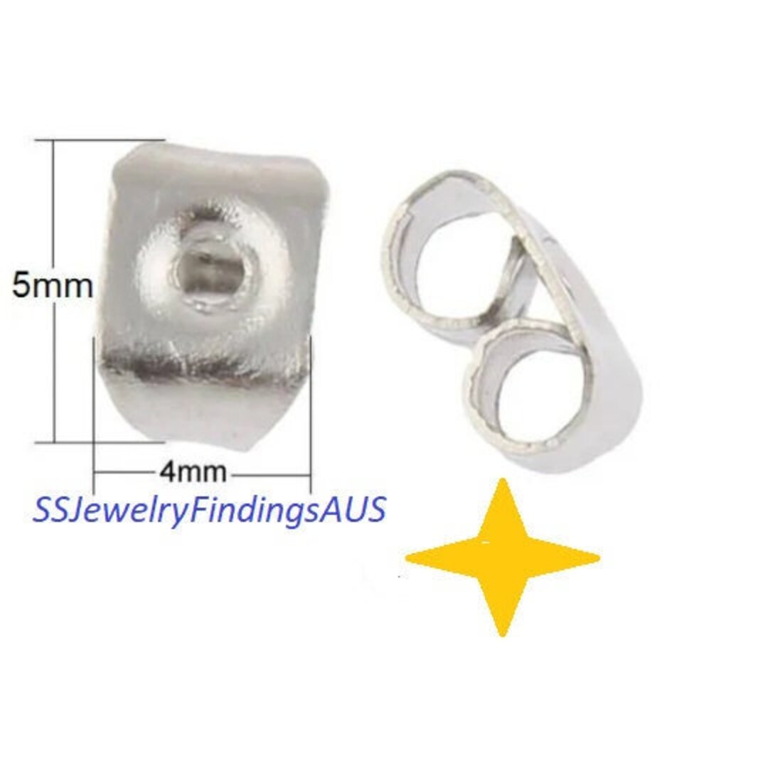 200 Pieces Stainless Steel Earring Tension Locking Nuts 1mm Hole ...