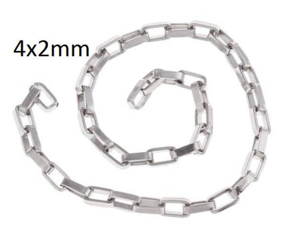 3 Meters Stainless Steel 4x2mm Rectangle Cable Link Chain | Etsy