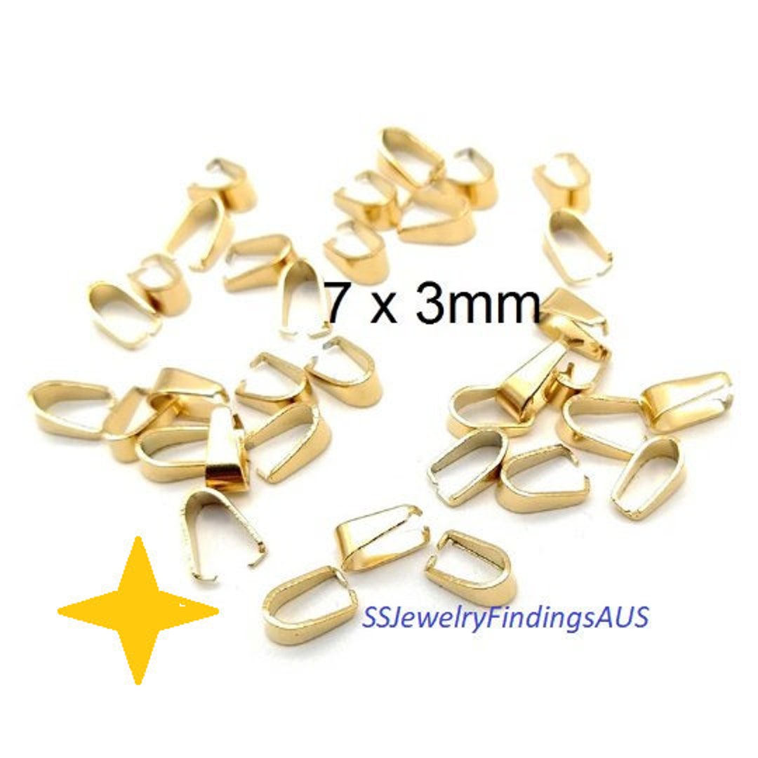 10 Pieces Stainless Steel Gold Tone Small Pinch Bail 7x3mm ...