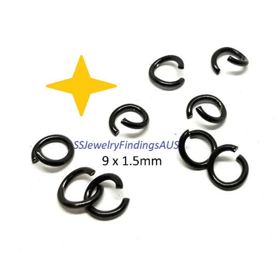 20 Pieces 9mm Stainless Steel Jump Ring Black Tone Hypoallergenic ...