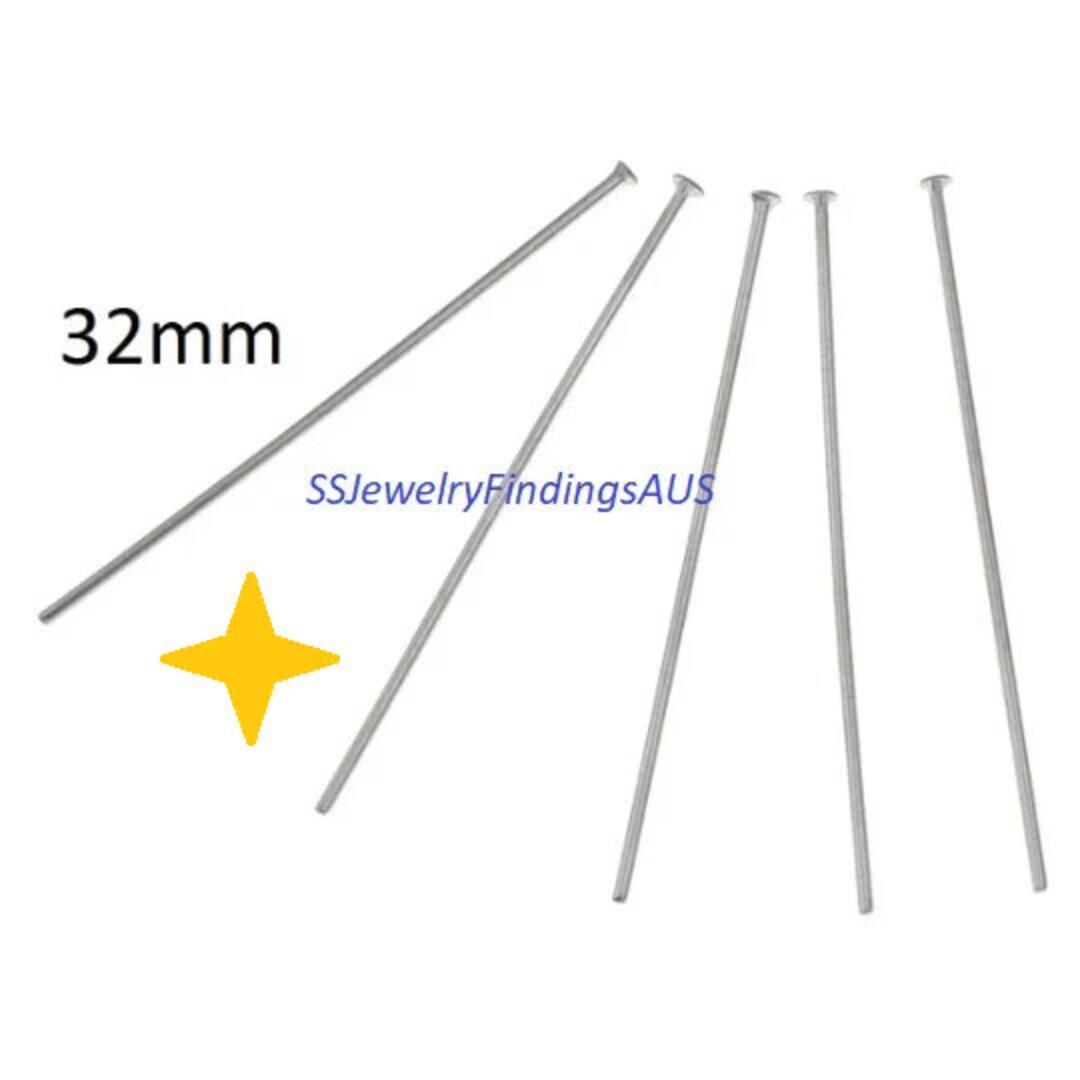 100 Pieces 32mm Stainless Steel Head Pins 21 Gauge 0.7mm Hypoallergenic ...