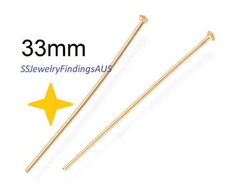 50 Pcs 20 Ga 40mm 24k Shiny Gold Flat Head Pin, Gold Flat Head Pin ...