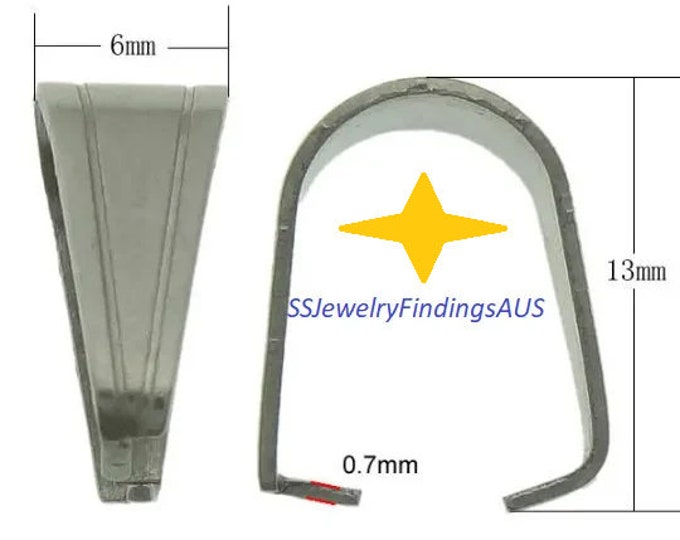 40 Pieces Stainless Steel Large Pinch Bail 13mm Hypoallergenic Tarnish ...