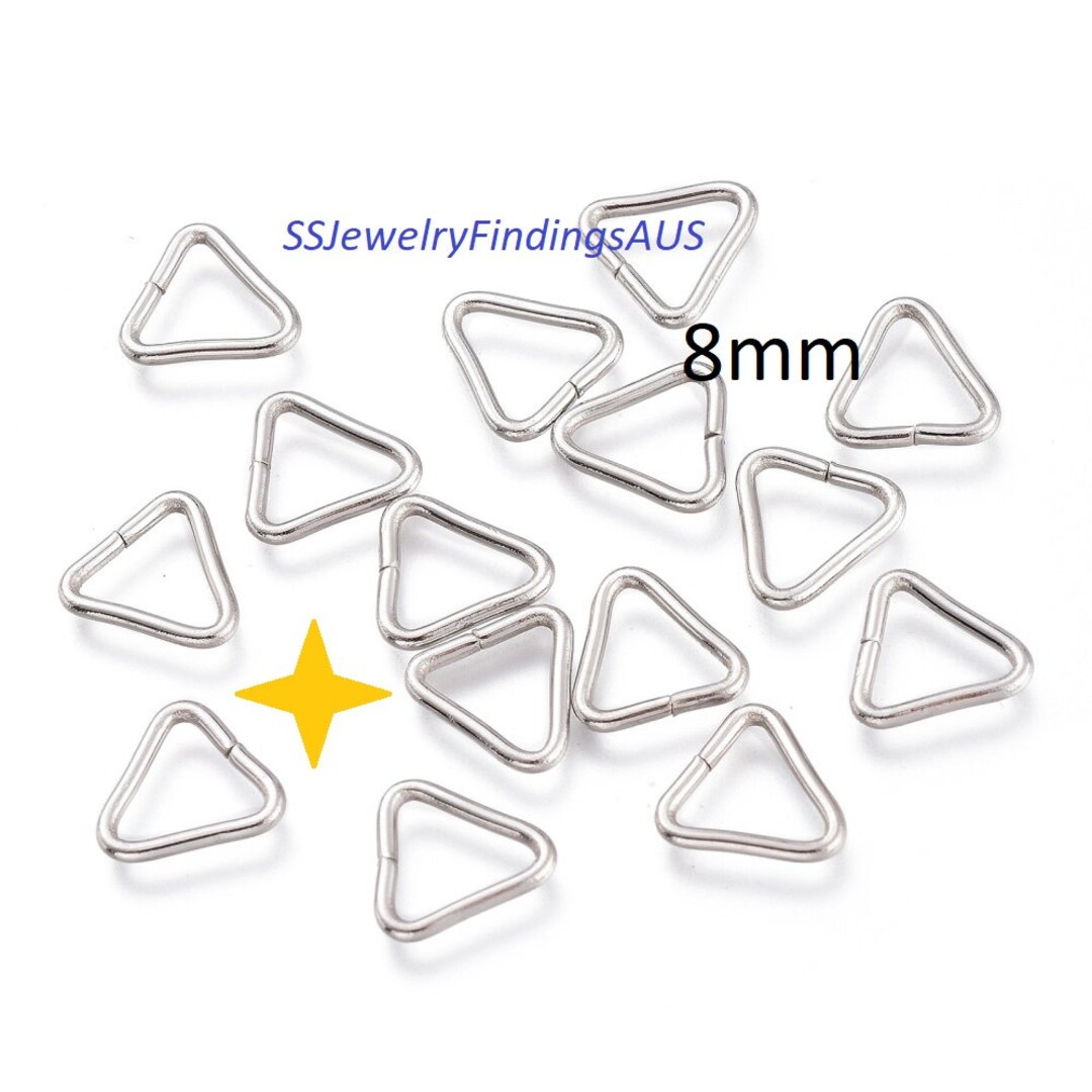 100 Pieces Stainless Steel 8mm Triangle Link Jump Rings Hypoallergenic ...