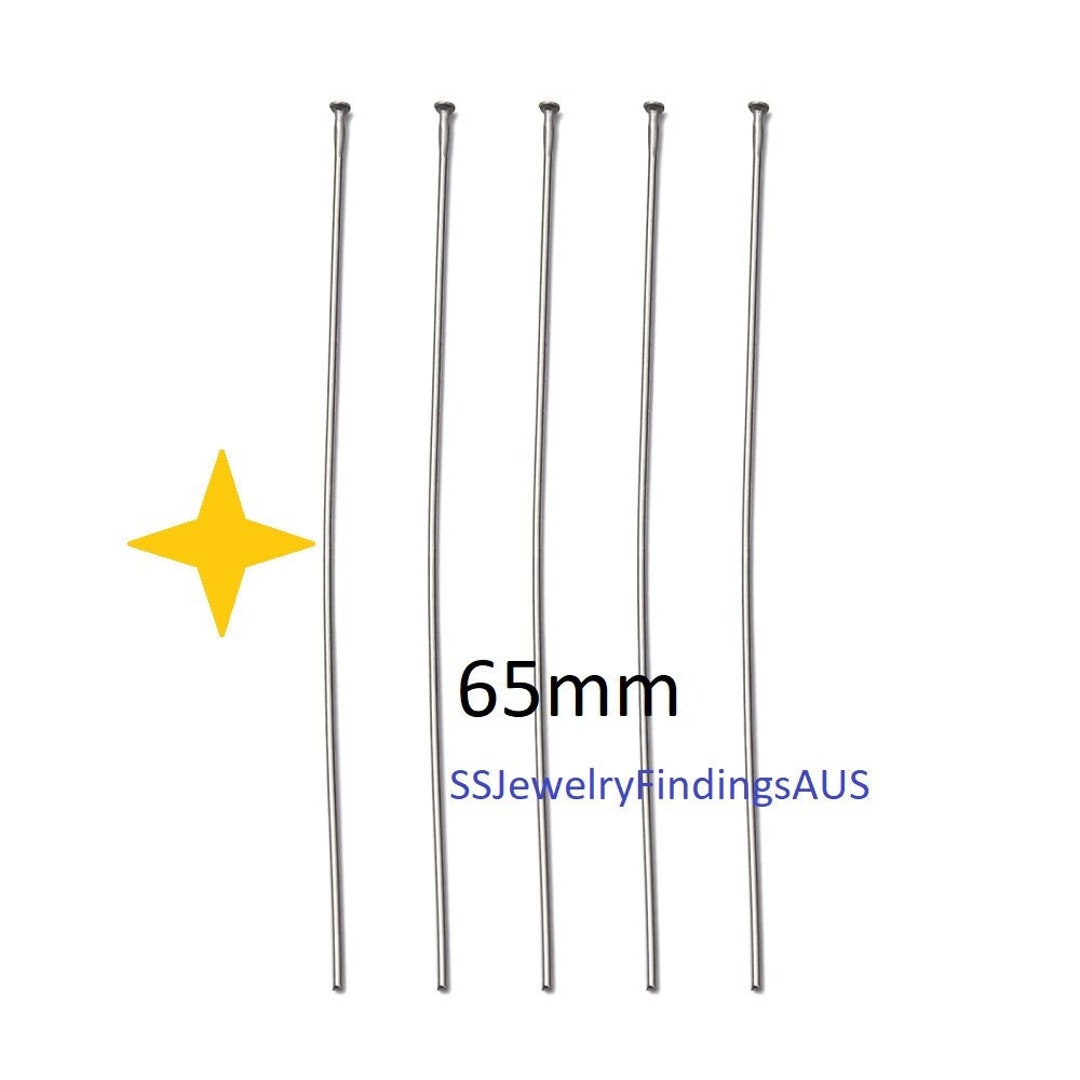 50 Pieces 65mm Stainless Steel Head Pins 21 Gauge 0.7mm Hypoallergenic ...