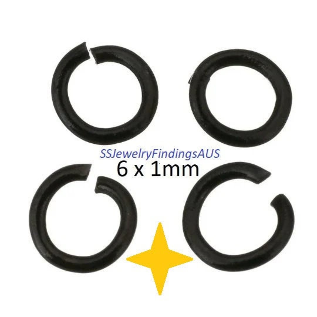 18 Pieces 6mm Stainless Steel Jump Ring Black Tone Hypoallergenic ...