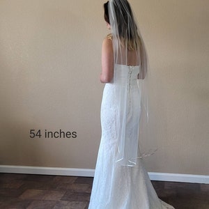 One Tier 1/4 Satin Trim Veil 54 Inch Wide White or Ivory | Bridal Veil ...
