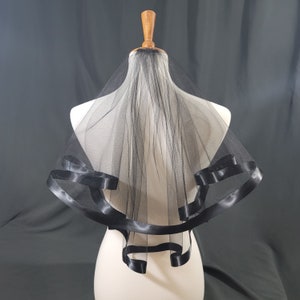 Black Petite Circle Ribbon Veil 20 Inch - Etsy