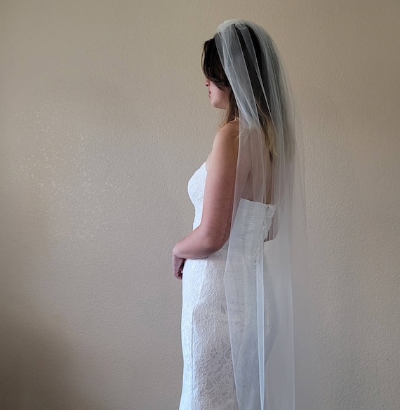 Sheer Volume One Tier Cut Edge Veil First Communion Veil - Etsy