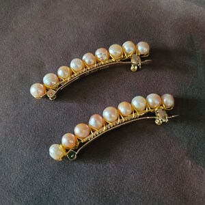 Hand Beaded Freshwater Pearl Hair Barrette or Headband - Apricot - Etsy