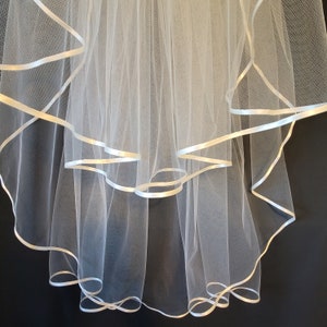 108 Inch/full Volume Two Tier Satin Trim Veil in White or Ivory 1/4 ...