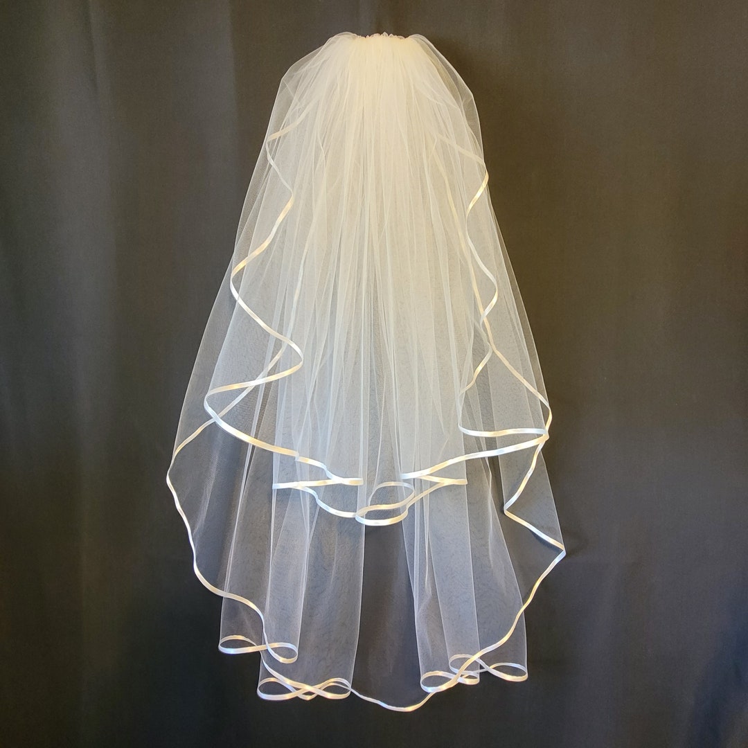 108 Inch/full Volume Two Tier Satin Trim Veil in White or Ivory 1/4 ...