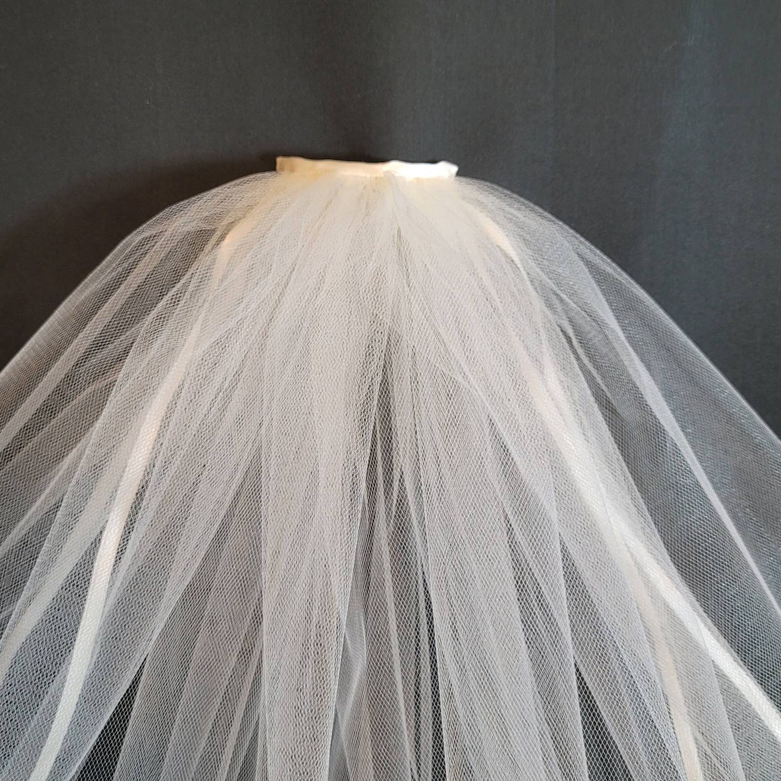 Two Tier Satin Trim Veil in White or Ivory 1/4 Inch Ribbon 54 | Etsy