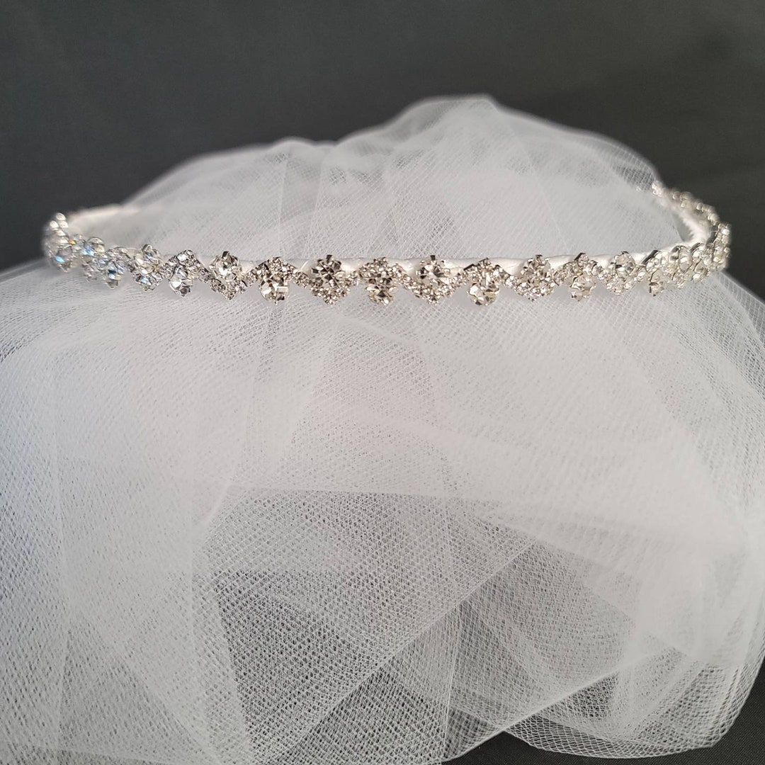 First Communion Veil Rhinestone Wreath Halo Crown Headpiece - Etsy