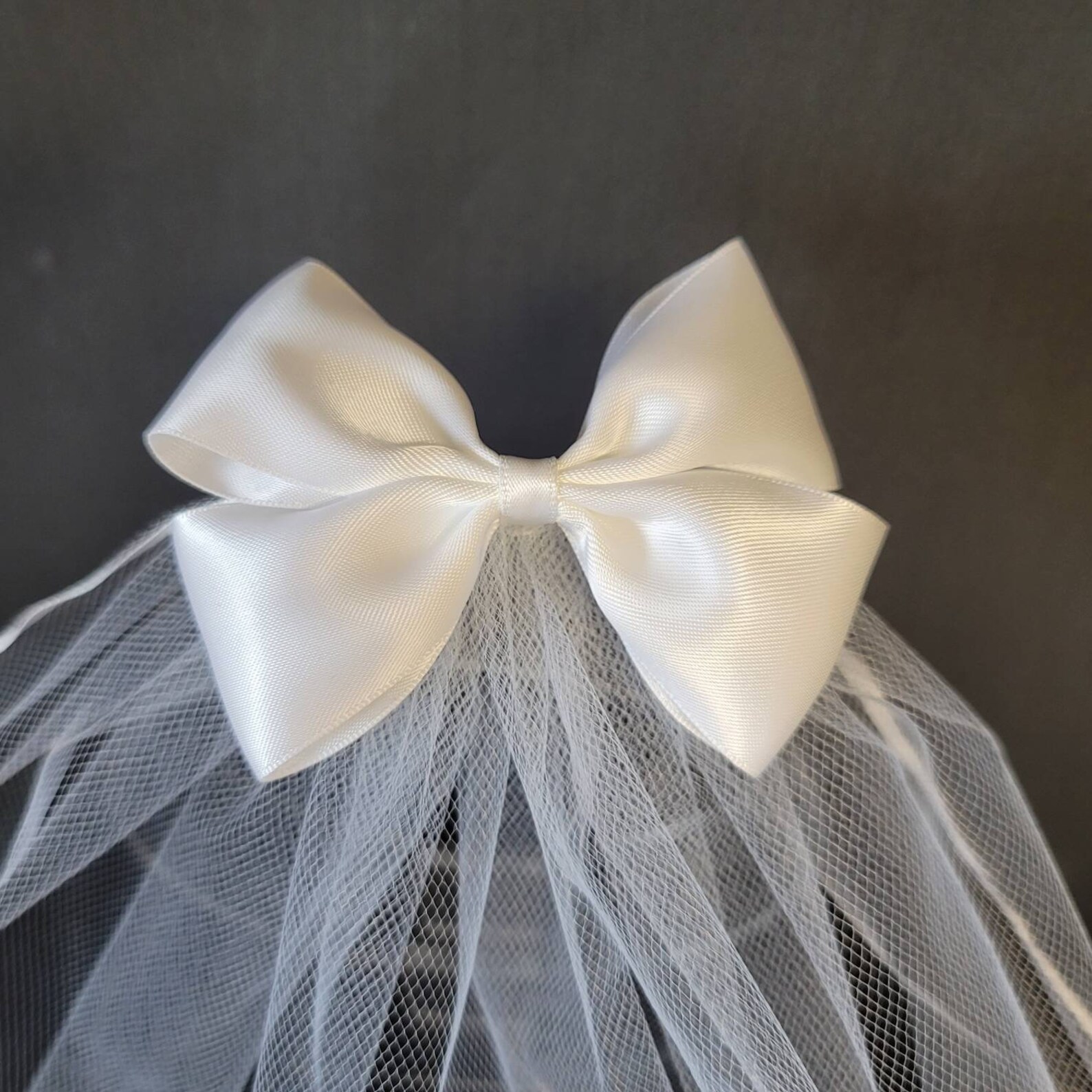 One-tier Communion Veil Bow and Satin Trim| Confirmation Veil | First ...