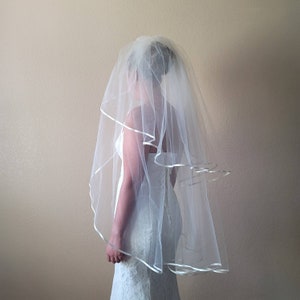 108 Inch/full Volume Two Tier Satin Trim Veil in White or Ivory 1/4 ...