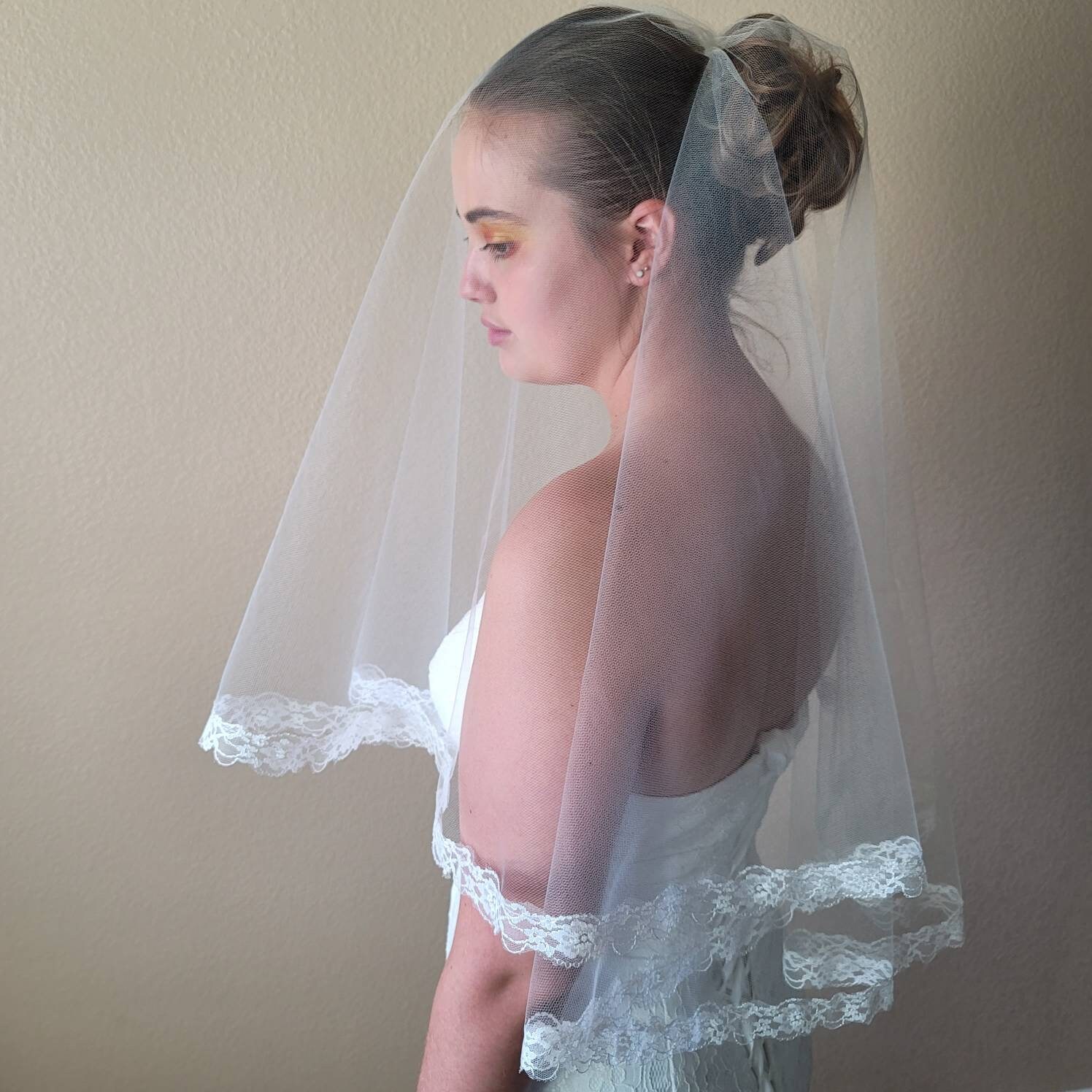 Circle Veil With Lace Trim White or Ivory | Etsy
