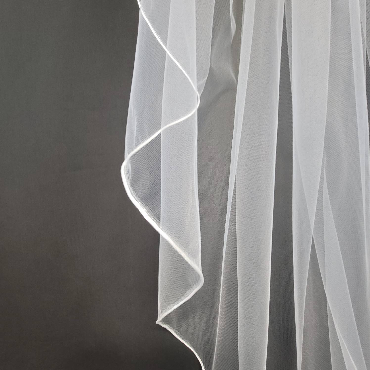 72 In/medium Volume One Tier Cascade Satin Cord Veil in White - Etsy
