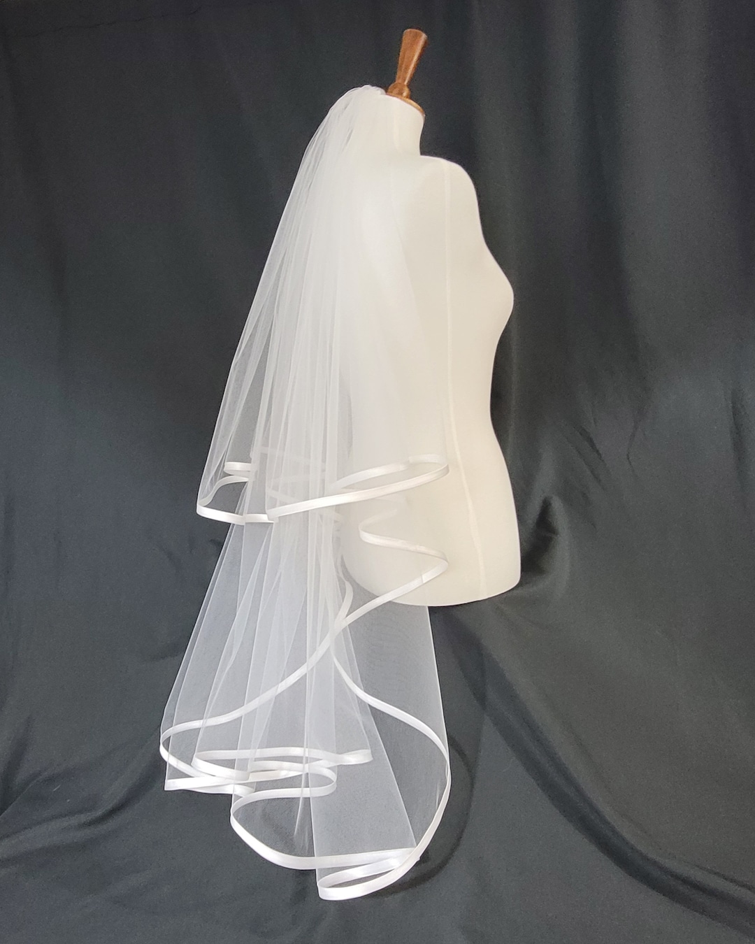 Two Tier Infinity Veil With Satin Bias Trim - Etsy