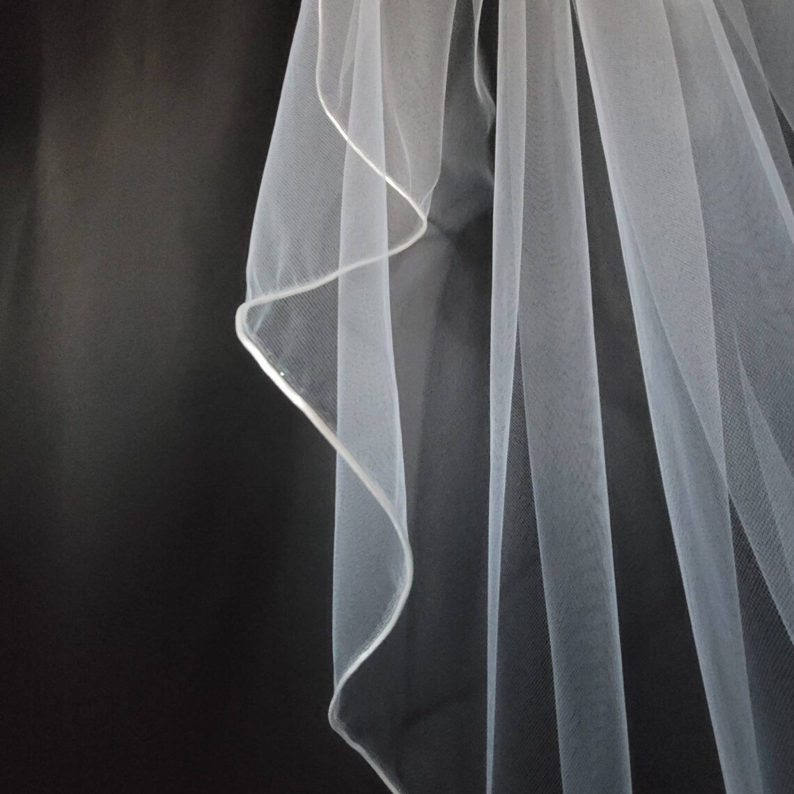72 In/medium Volume One Tier Cascade Satin Cord Veil in White - Etsy