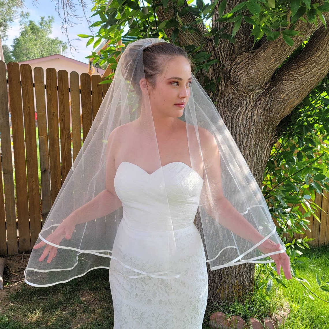 Circle Veil With 1/4 Inch Satin Trim - Etsy