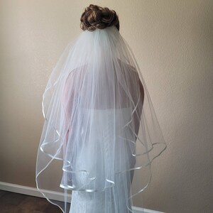 108 Inch/full Volume Two Tier Satin Trim Veil in White or Ivory 1/4 ...