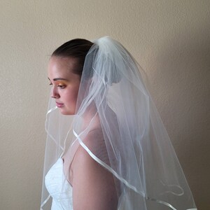 108 Inch/full Volume Two Tier Satin Trim Veil in White or Ivory 1/4 ...