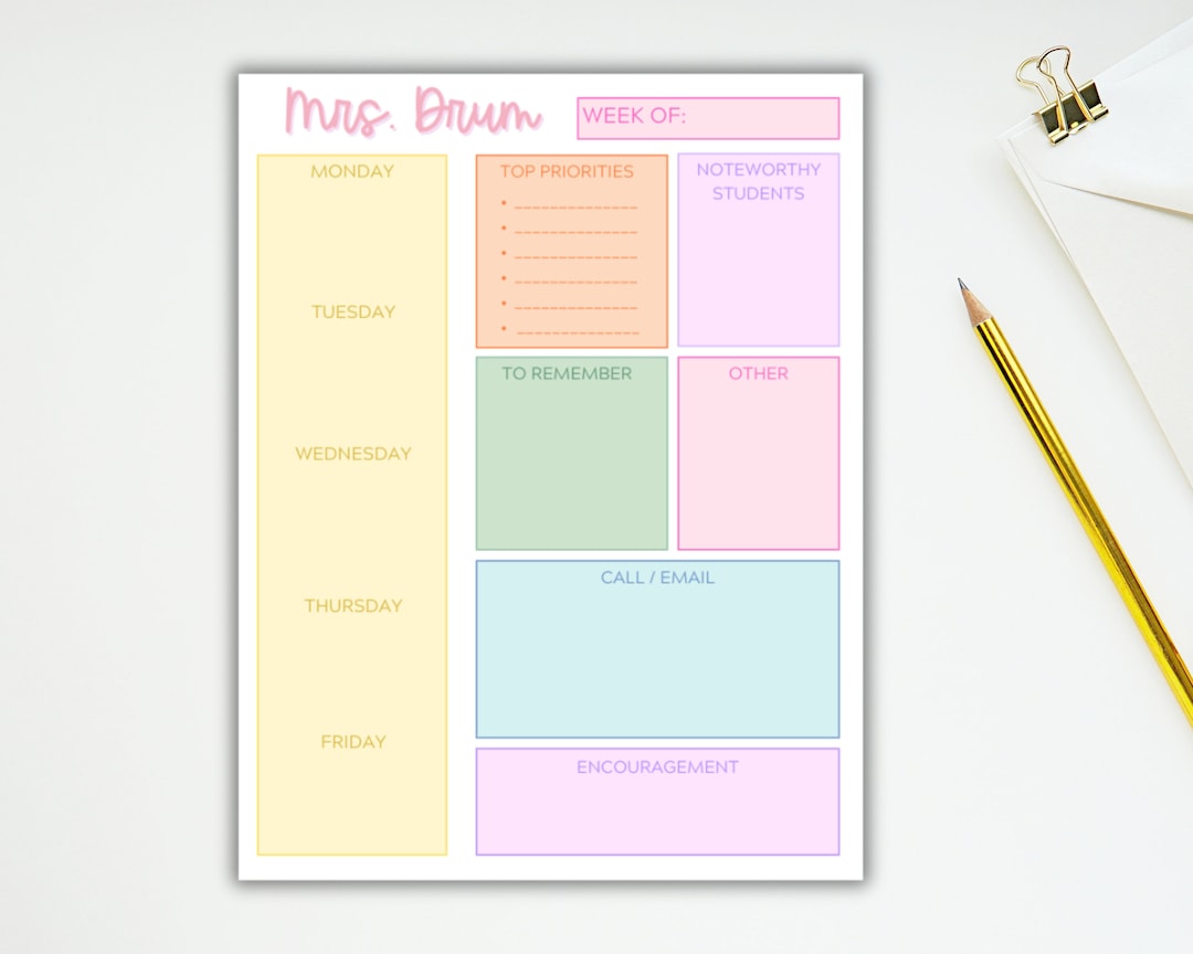 Teacher Checklist Notepad, Teacher Gift Idea, Personalized Teacher ...