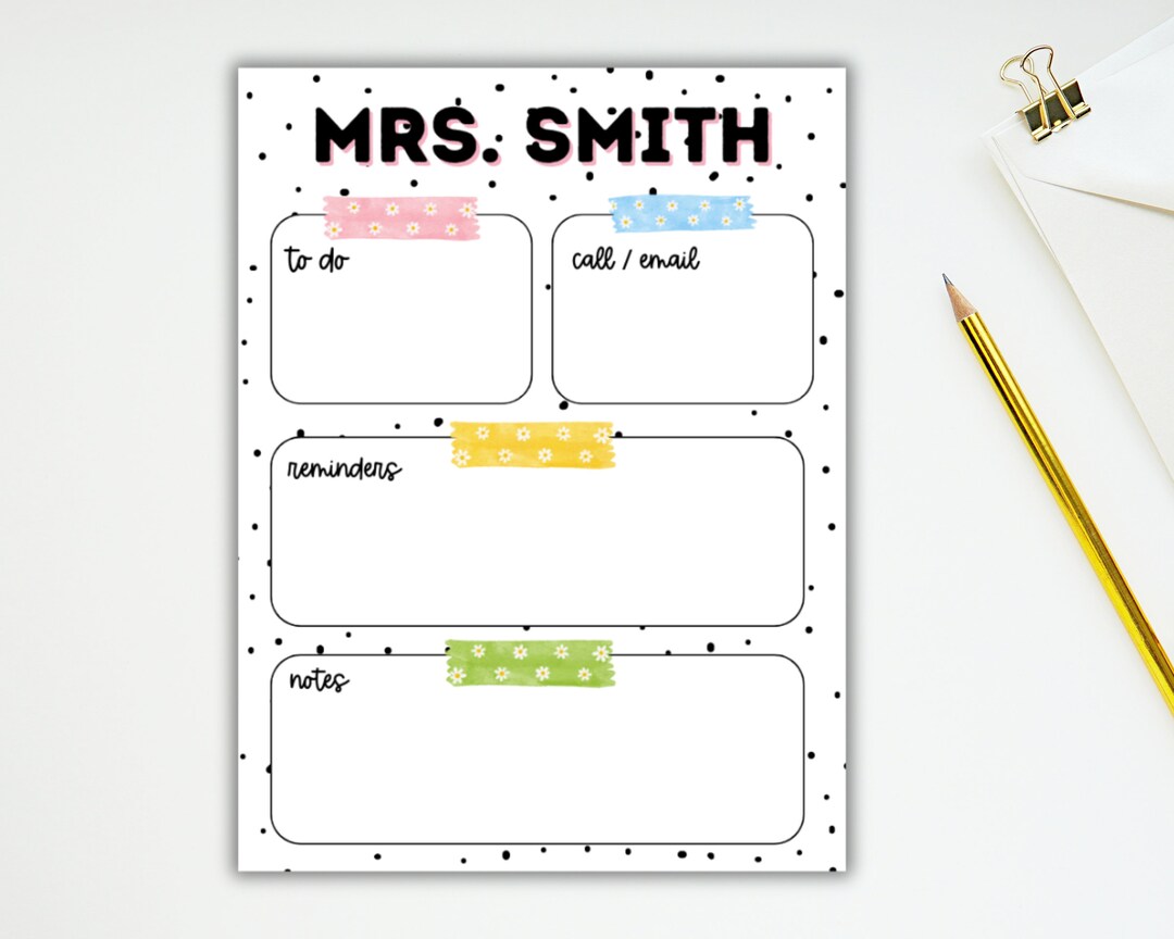 Teacher Checklist Notepad, Teacher Gift Idea, Personalized Teacher ...