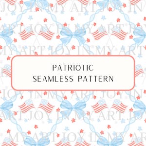 Coquette Bows Fourth of July, Patriotic Seamless Pattern, 90's Cottage ...